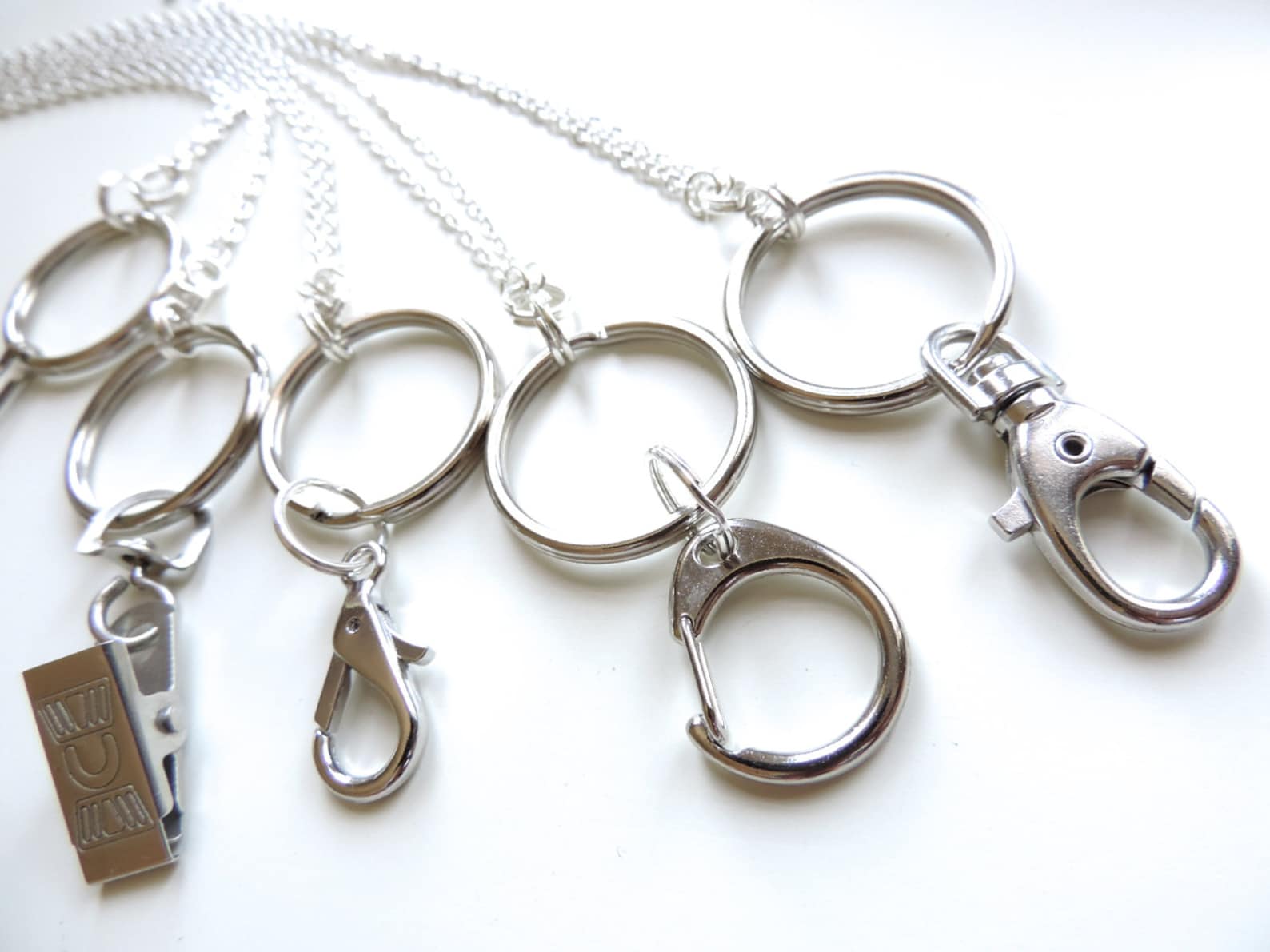 Silver ID Keychain Holder Silver Keychain Lanyard Chain Id - Etsy