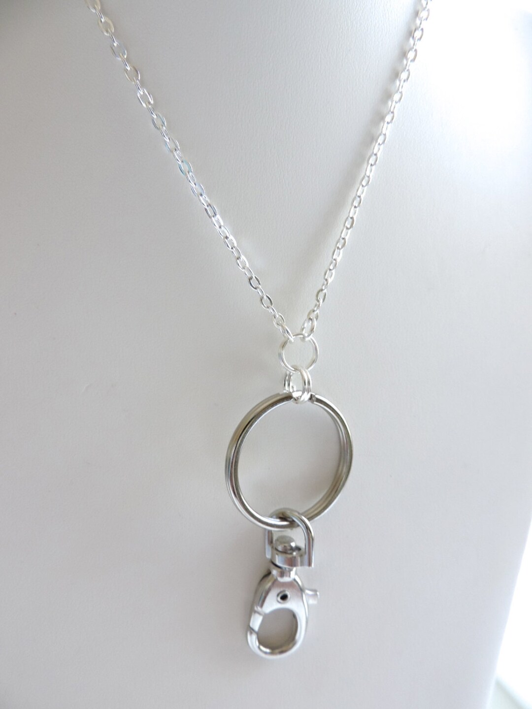 Silver ID Keychain Holder, Silver Keychain Lanyard, Chain Id Badge ...