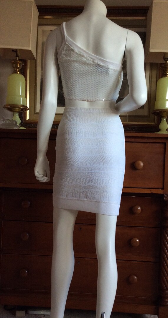 Ozbek vintage 1991 mini skirt, white translucent fabr… - Gem