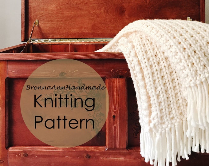 KNITTING PATTERN the Chunky Ribbed Knit Fringe Blanket, Instant ...