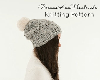 KNITTING PATTERN Textured Slouchy Knit Hat Pattern, Classic Beanie ...