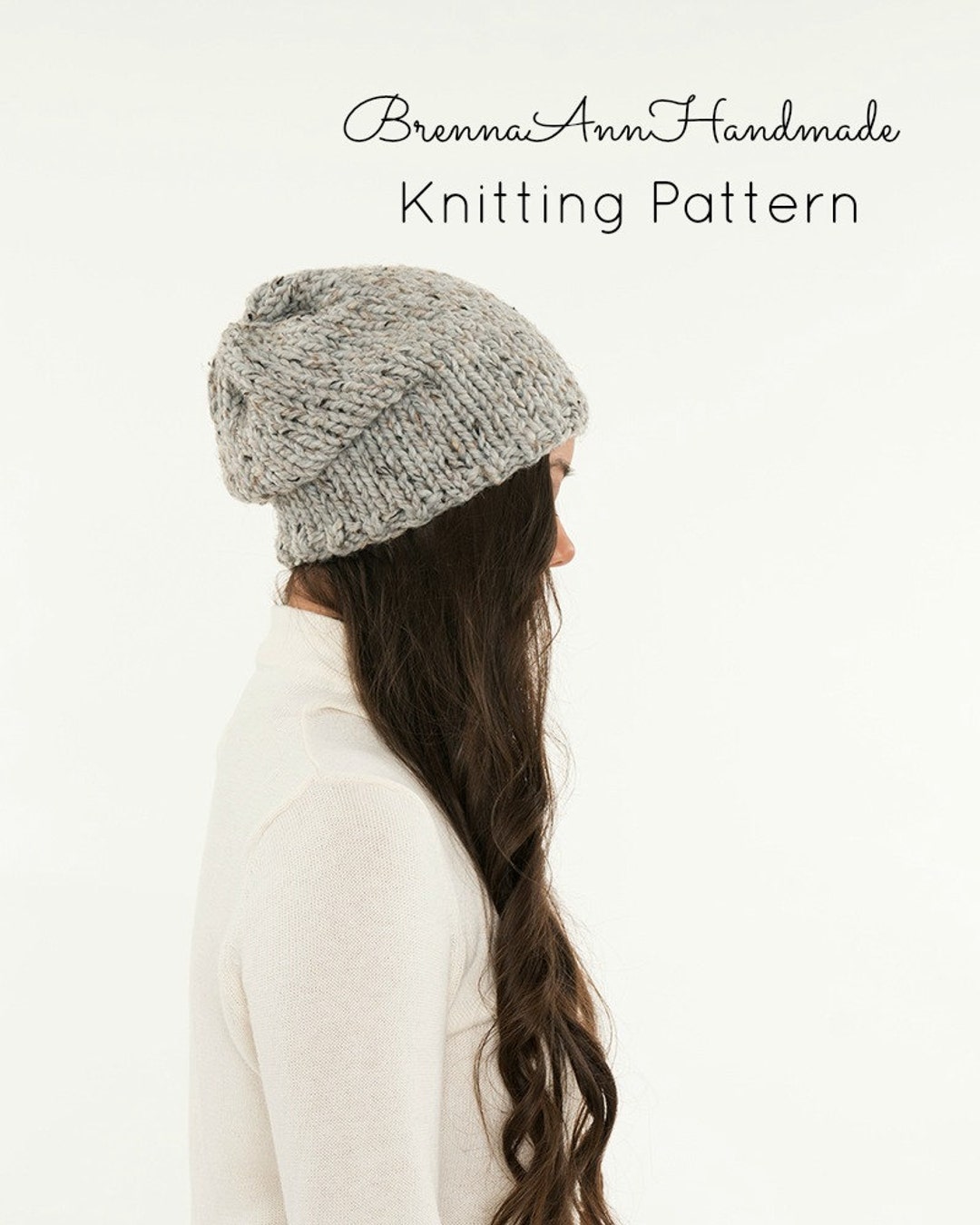 KNITTING PATTERN - Simple Slouchy Knit Hat Pattern, Classic Beanie ...