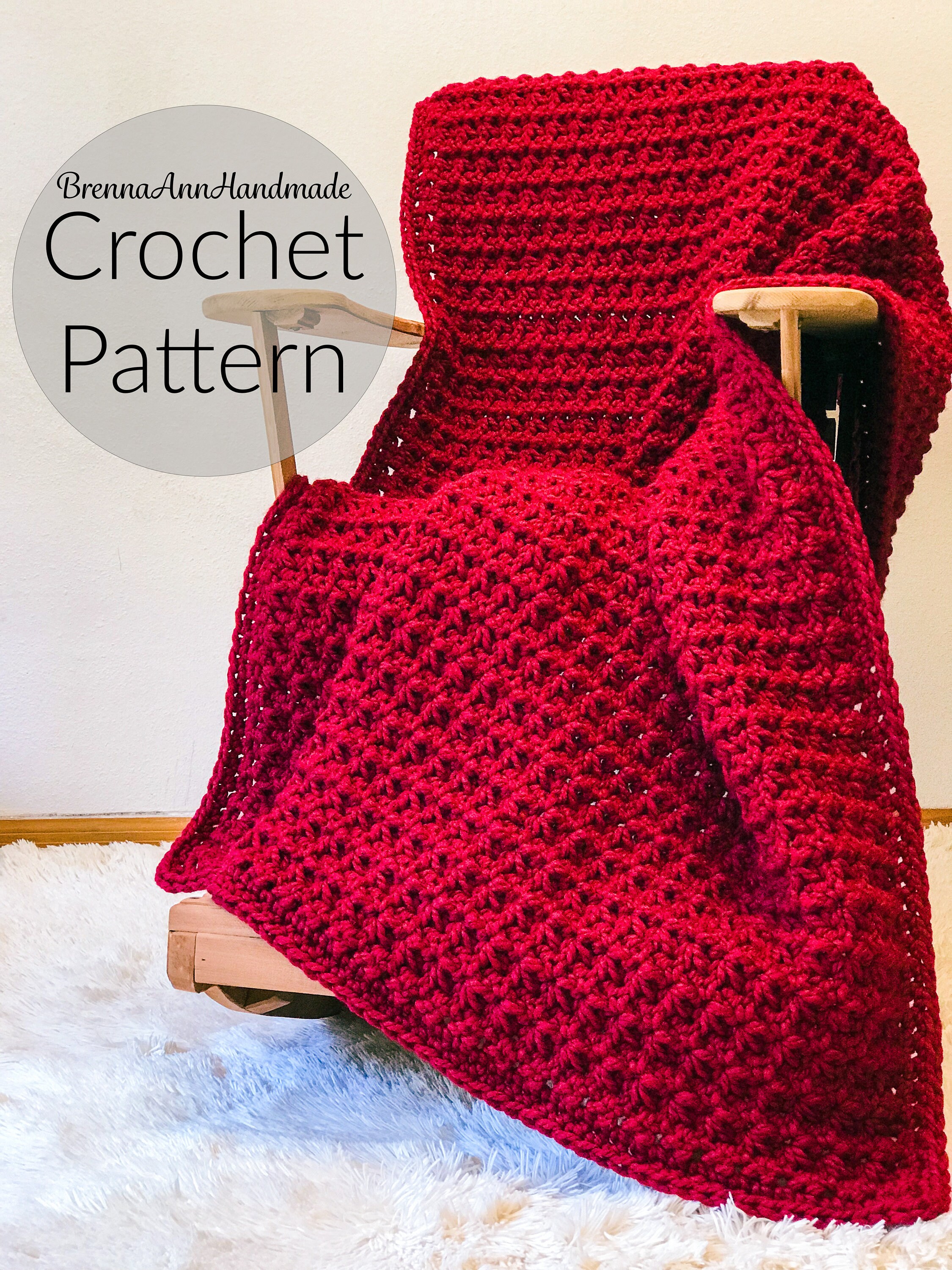 CROCHET PATTERN - the Cranberry Blanket, Instant Download PDF, Chunky ...