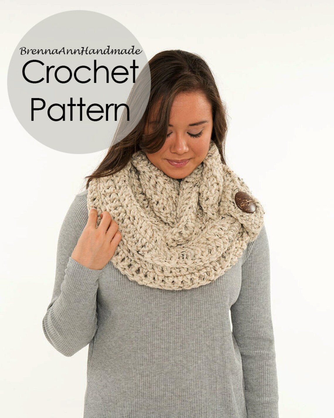 CROCHET PATTERN - the Buttoned Cuff Cowl, Instant Download PDF ...