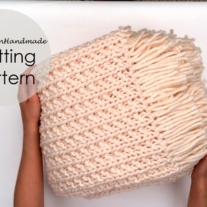 KNITTING PATTERN - the Chunky Ribbed Knit Fringe Blanket, Instant ...
