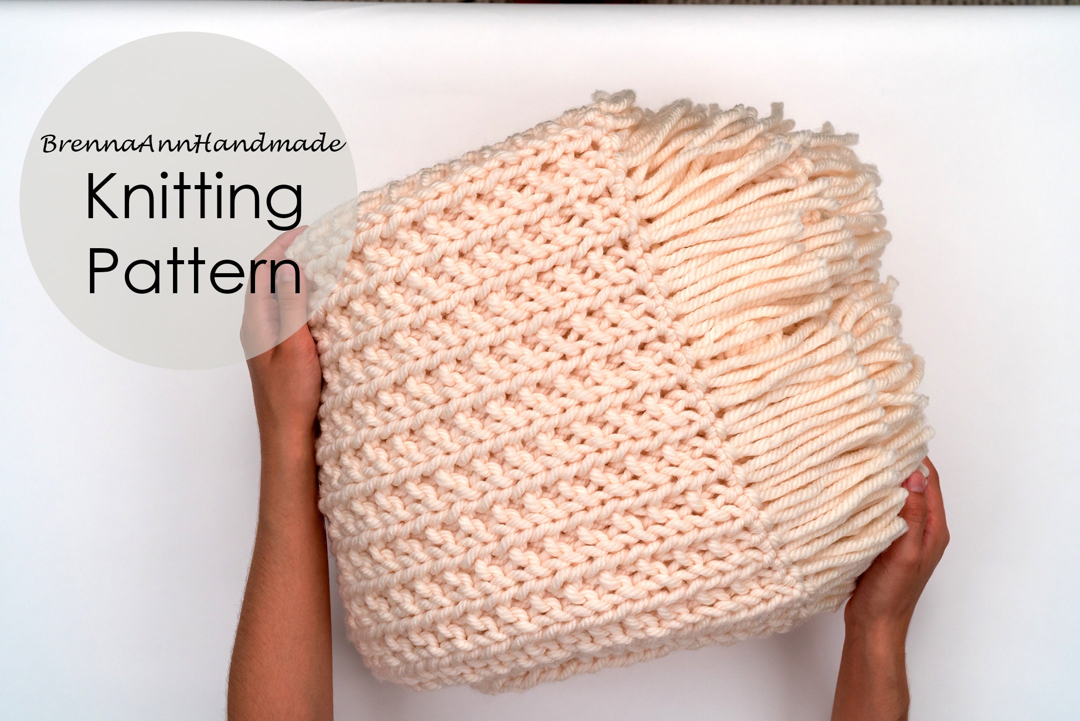 KNITTING PATTERN - the Chunky Ribbed Knit Fringe Blanket, Instant ...
