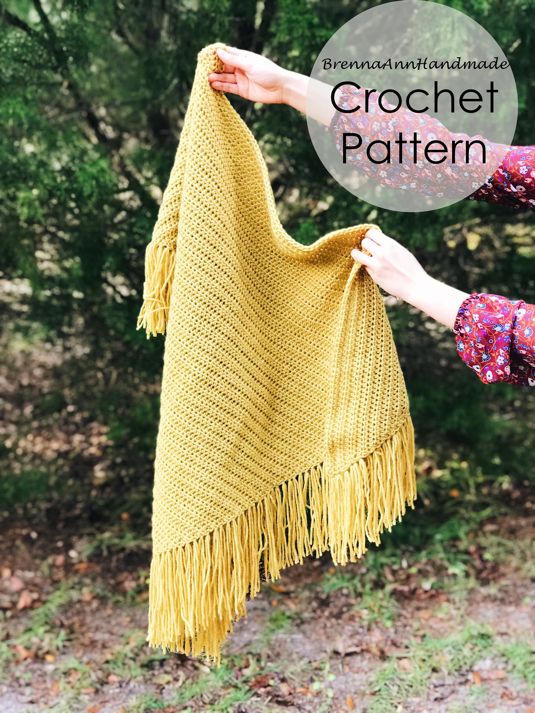 CROCHET PATTERN the Simple Fringe Triangle Shawl Instant | Etsy