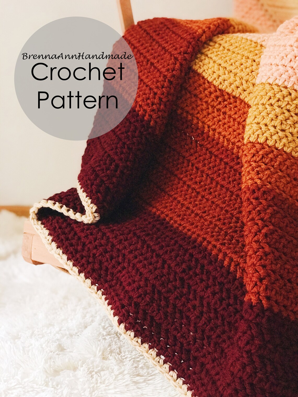 CROCHET PATTERN - the Desert Sunset Blanket Throw Instant Download PDF ...