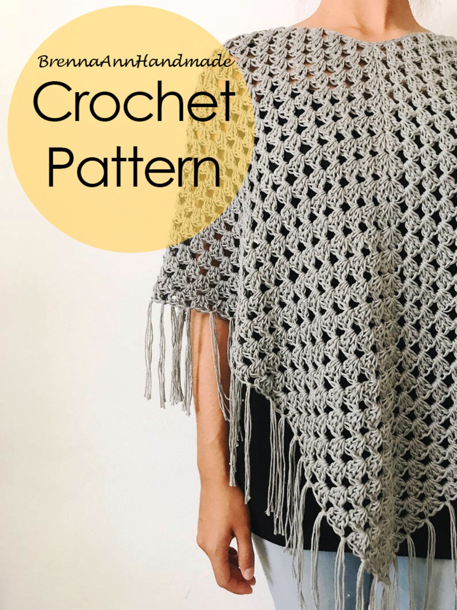 CROCHET PATTERN - the Wildflower Poncho, Crocheted Lightweight Fringe ...