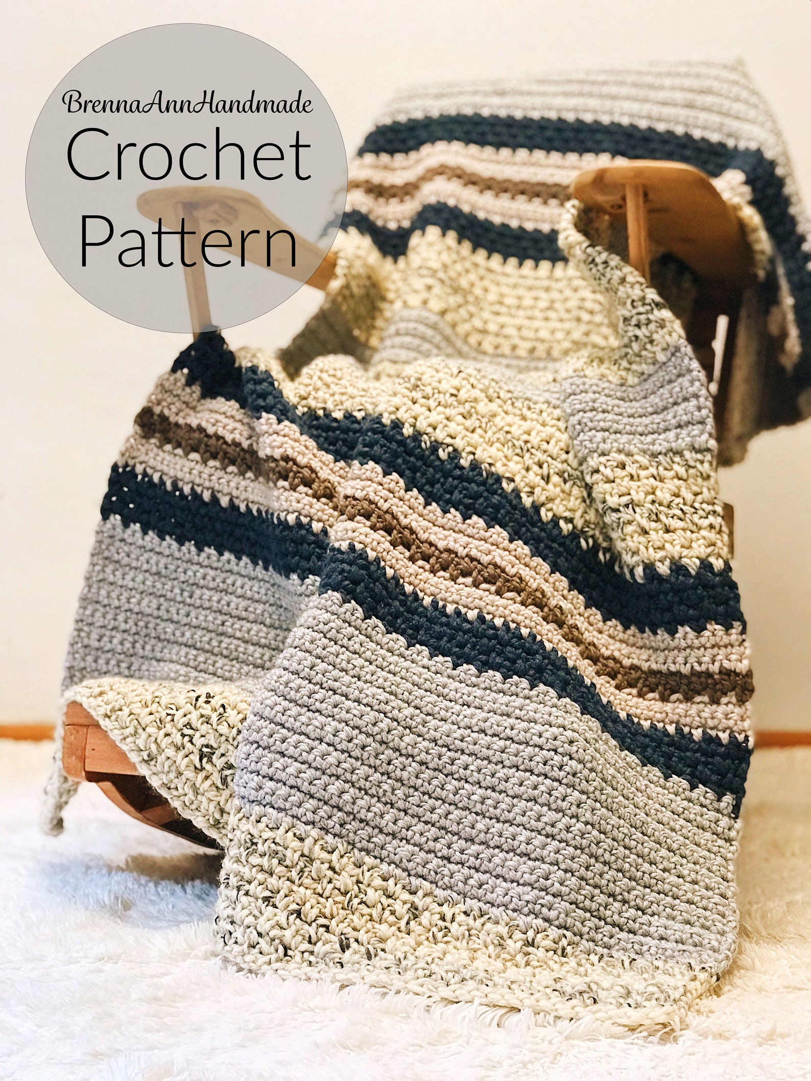 CROCHET PATTERN - the Seaside Blanket Instant Download PDF, Chunky ...
