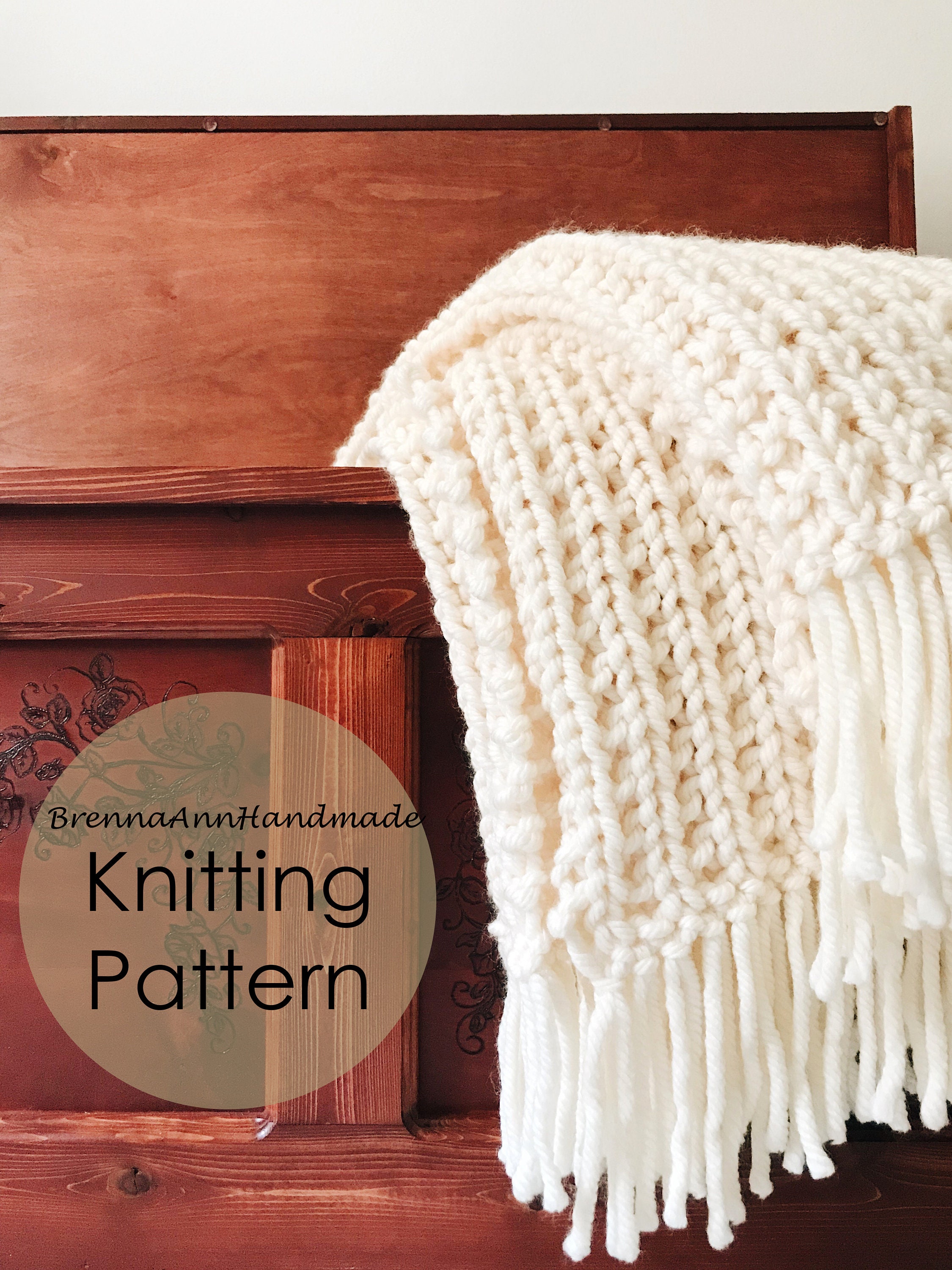KNITTING PATTERN - the Chunky Ribbed Knit Fringe Blanket, Instant ...