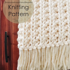 KNITTING PATTERN - the Chunky Ribbed Knit Fringe Blanket, Instant ...