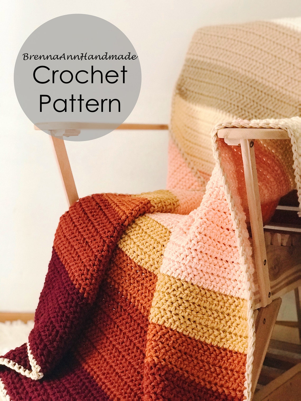CROCHET PATTERN - the Desert Sunset Blanket Throw Instant Download PDF ...