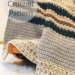 CROCHET PATTERN - the Seaside Blanket Instant Download PDF, Chunky ...