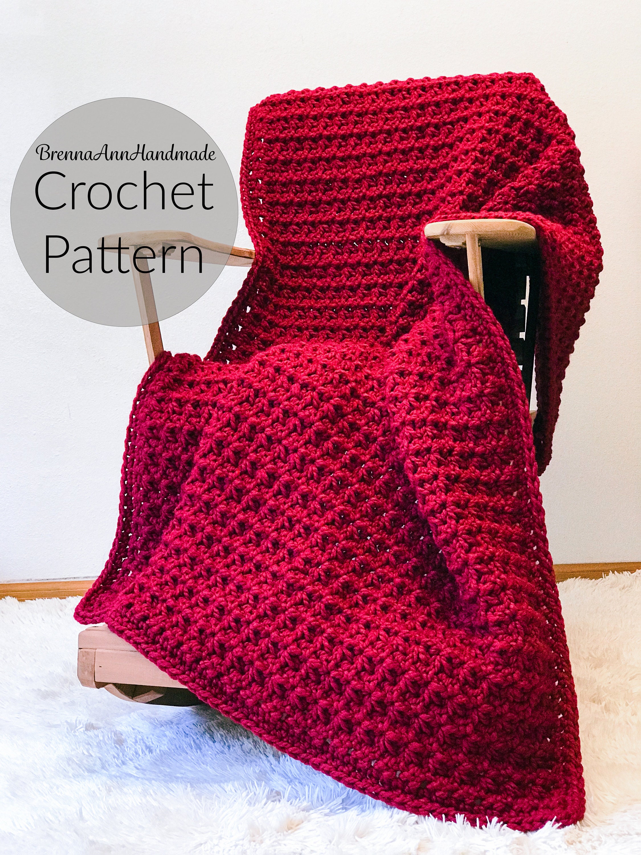 CROCHET PATTERN - the Cranberry Blanket, Instant Download PDF, Chunky ...