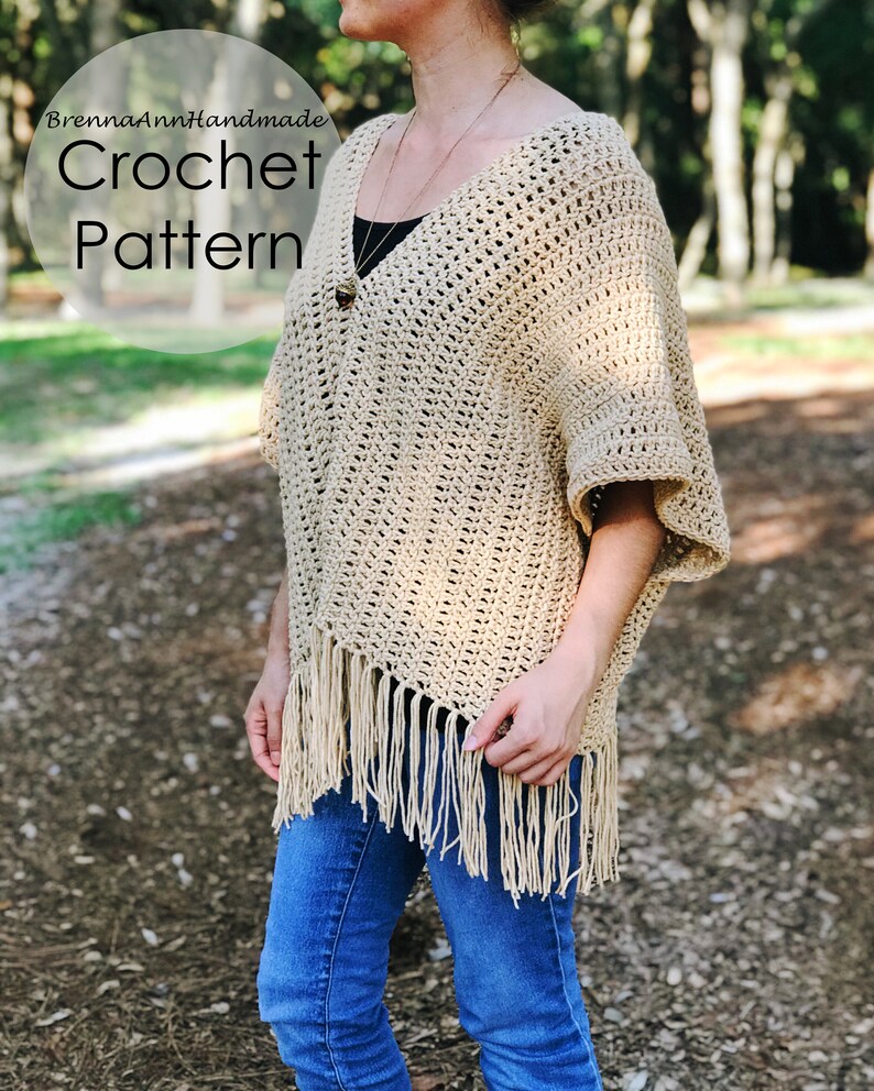 CROCHET PATTERN - the Autumn Fringe Poncho, Instant Download PDF ...