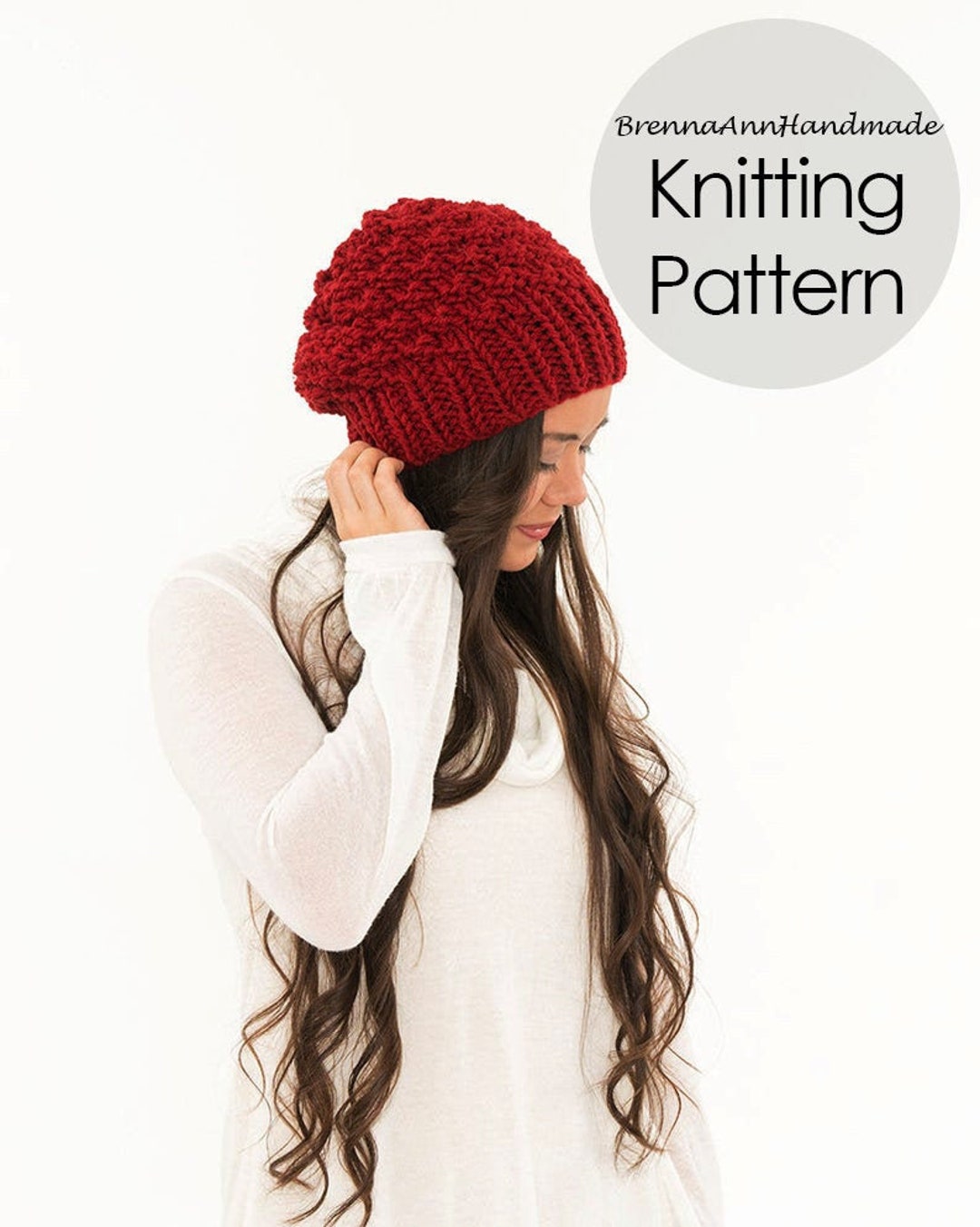 KNITTING PATTERN - the Textured Slouchy Hat by Brennaannhandmade, Brim ...