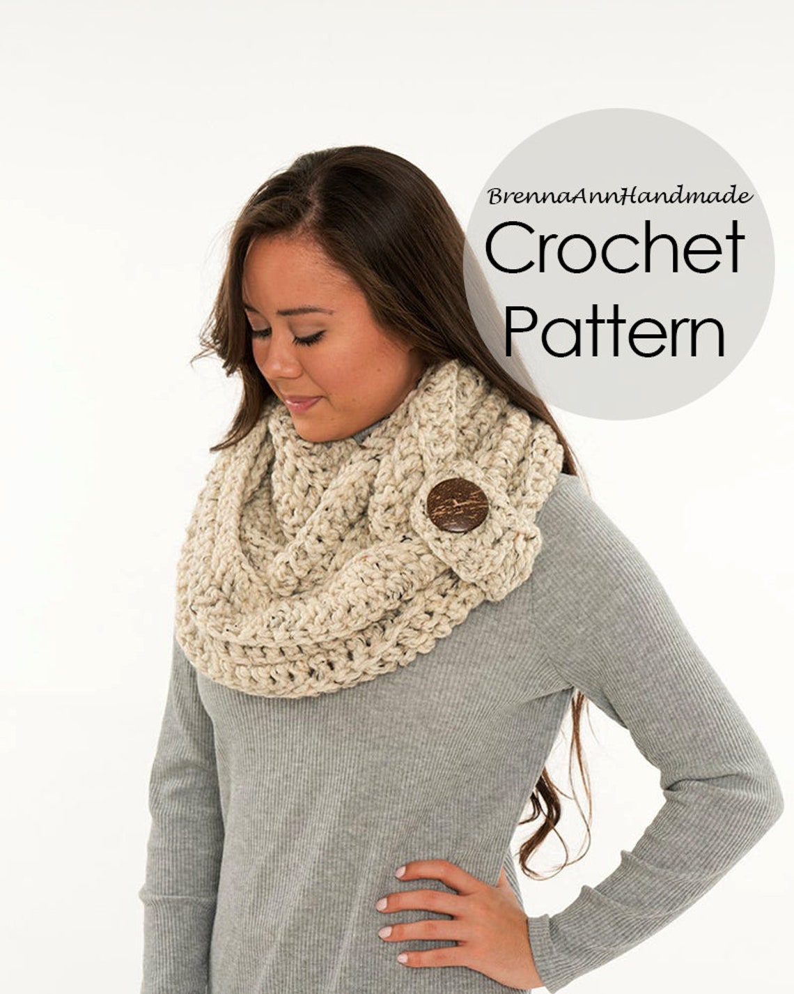 CROCHET PATTERN - the Buttoned Cuff Cowl, Instant Download PDF ...