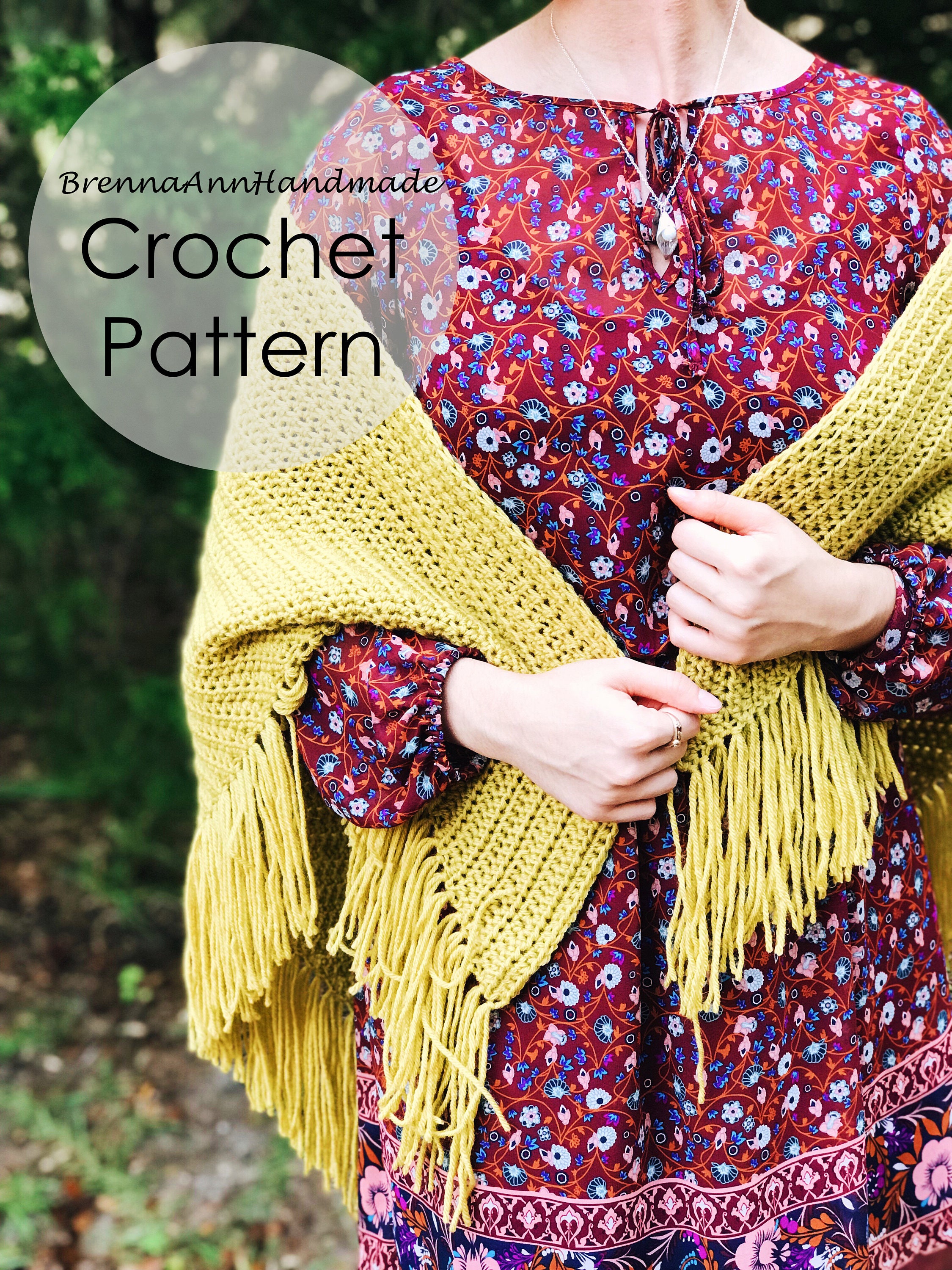 CROCHET PATTERN the Simple Fringe Triangle Shawl Instant | Etsy