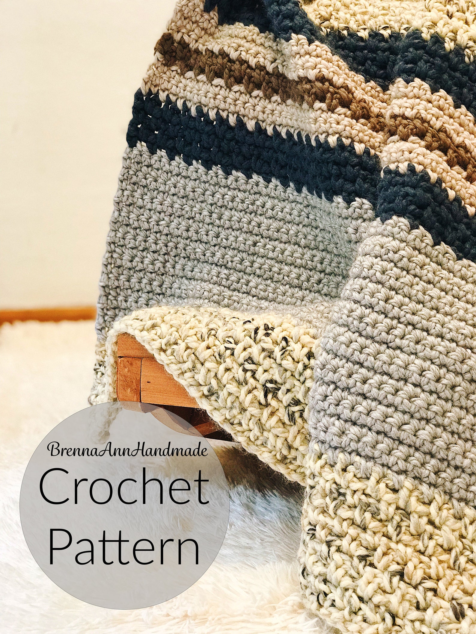 CROCHET PATTERN - the Seaside Blanket Instant Download PDF, Chunky ...