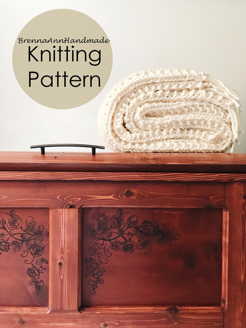 KNITTING PATTERN - the Chunky Ribbed Knit Fringe Blanket, Instant ...
