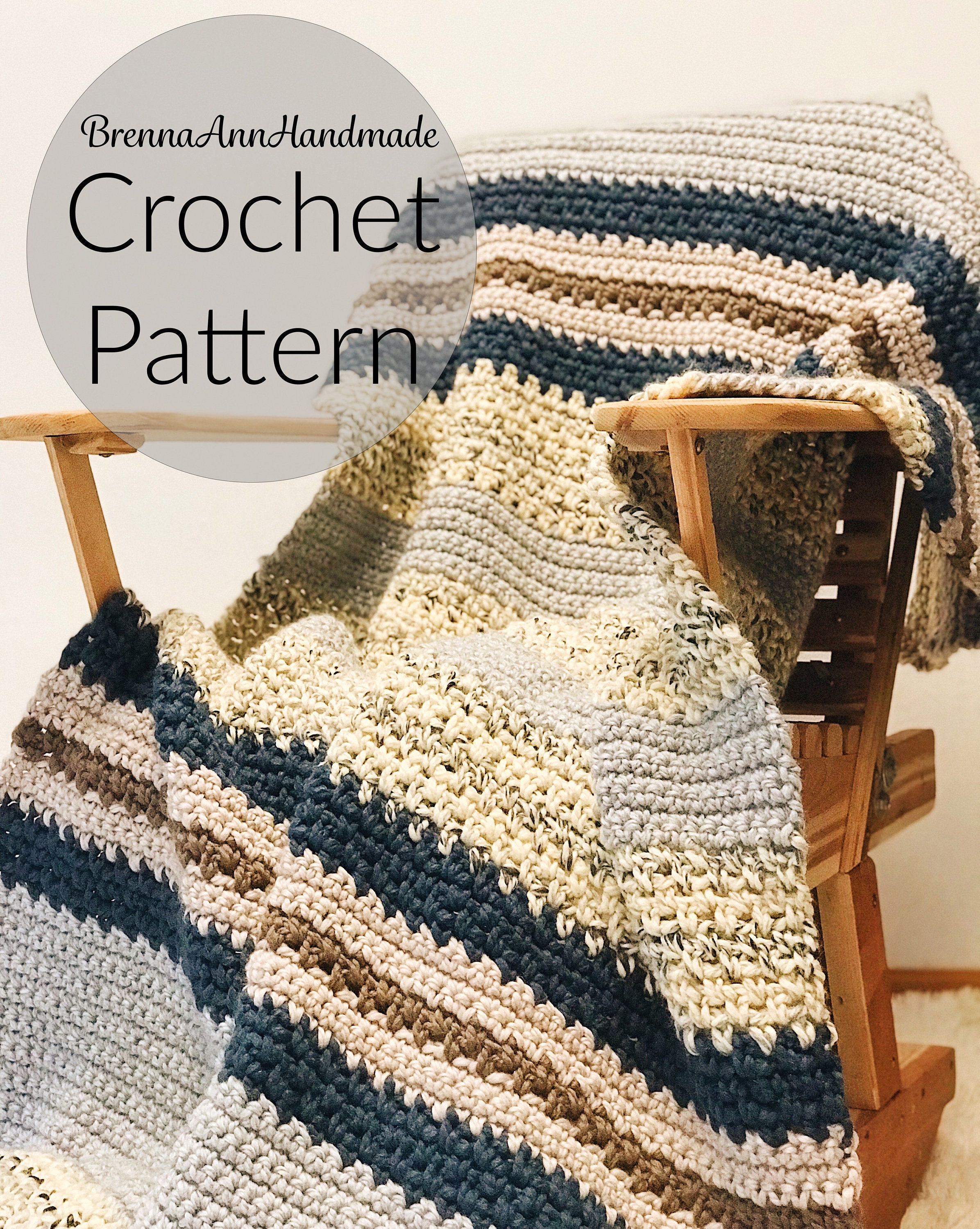 CROCHET PATTERN - the Seaside Blanket Instant Download PDF, Chunky ...