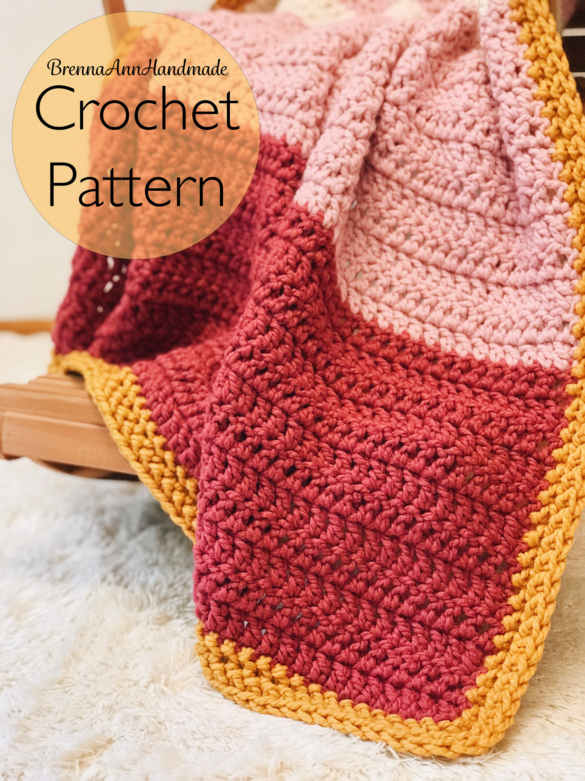 CROCHET PATTERN - the Sunrise Blanket Instant Download PDF, Chunky ...