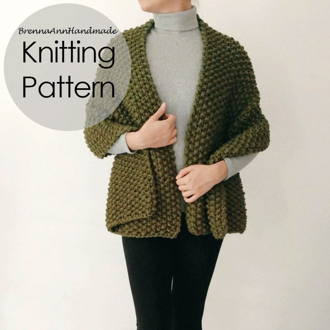 Knitting PATTERN - Chunky Knit Shawl / Wrap, Knitted Scarf, Beginner ...