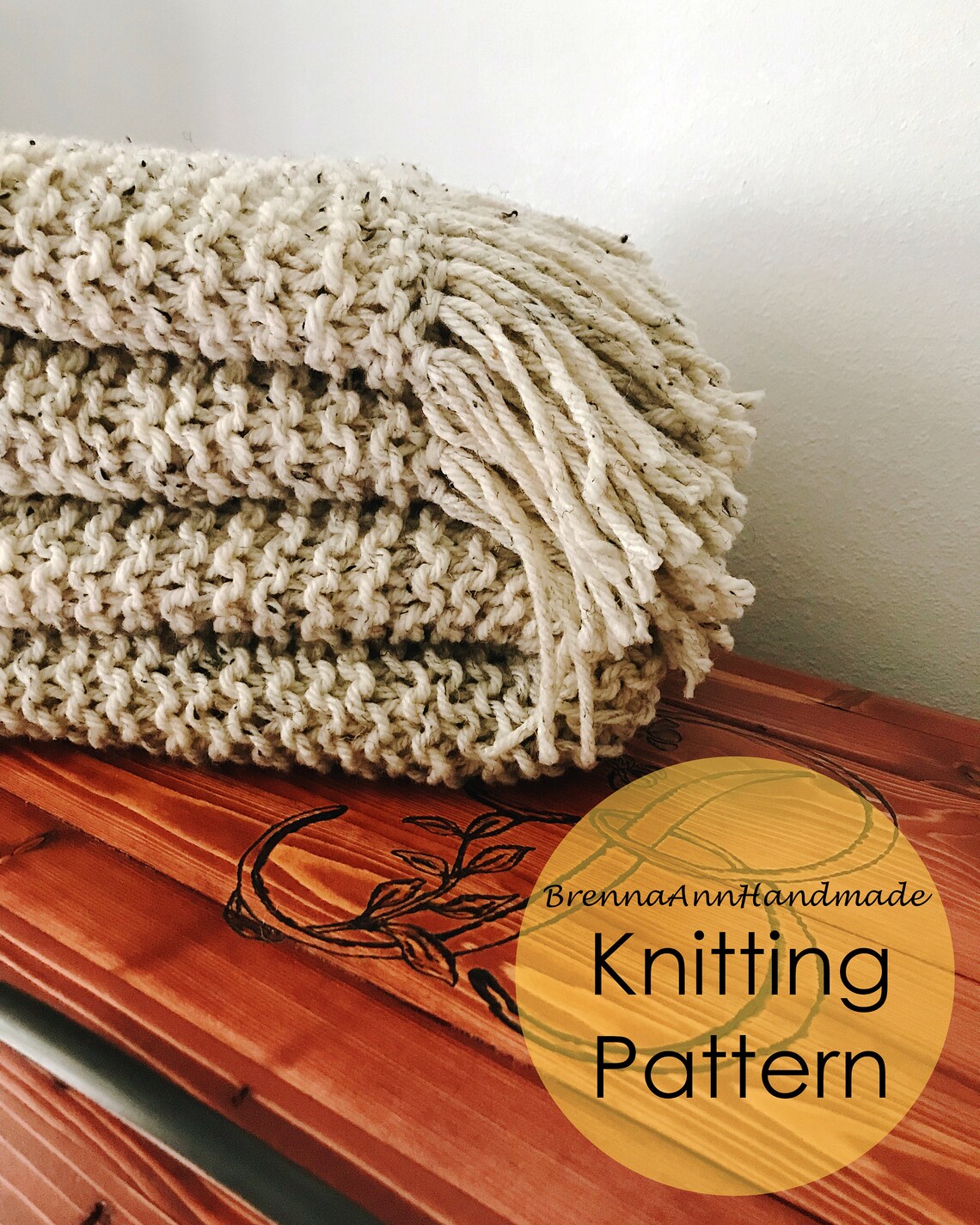 KNITTING PATTERN - the Classic Chunky Knit Fringe Blanket, Instant ...