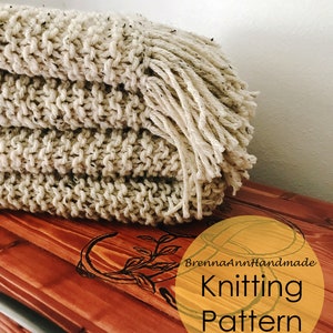 KNITTING PATTERN - the Classic Chunky Knit Fringe Blanket, Instant ...