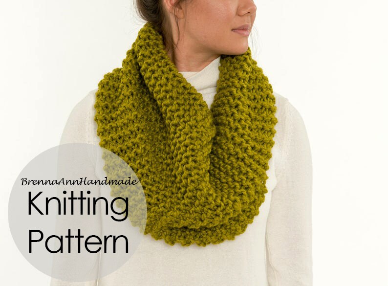 KNITTING PATTERN - Chunky Knit Infinity Scarf, Knitted Basic Cowl ...