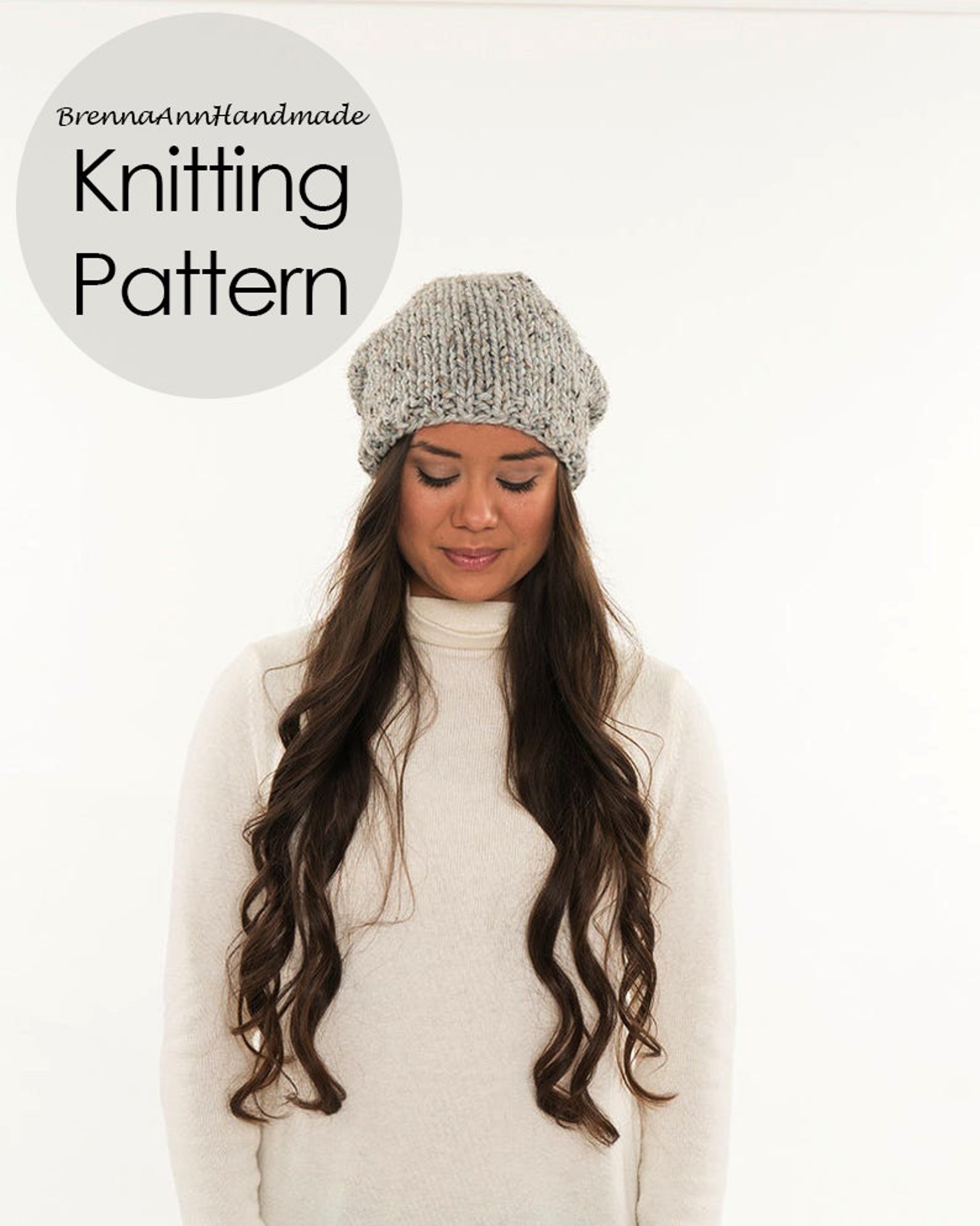 KNITTING PATTERN - Simple Slouchy Knit Hat Pattern, Classic Beanie ...