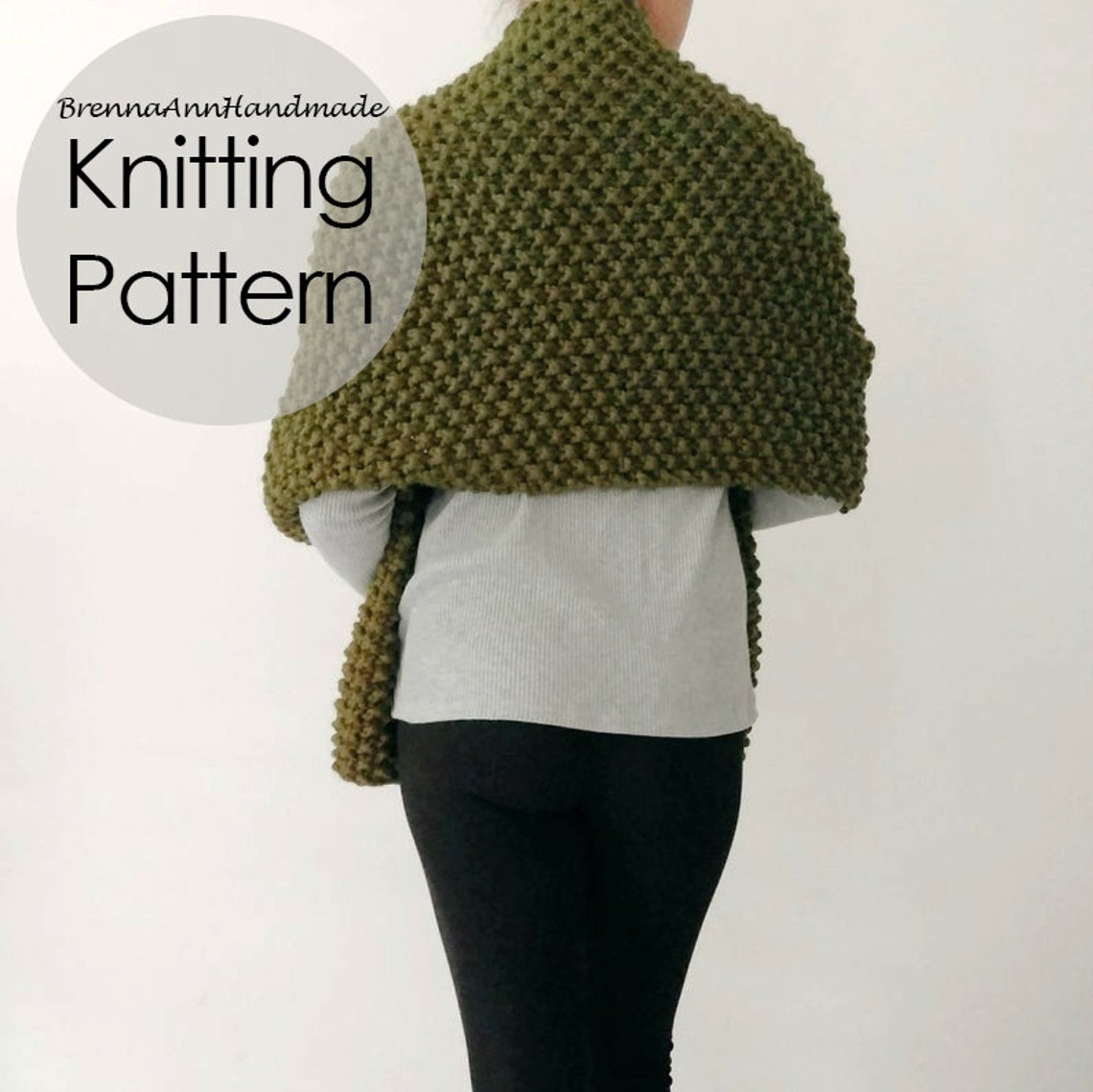 Knitting PATTERN - Chunky Knit Shawl / Wrap, Knitted Scarf, Beginner ...