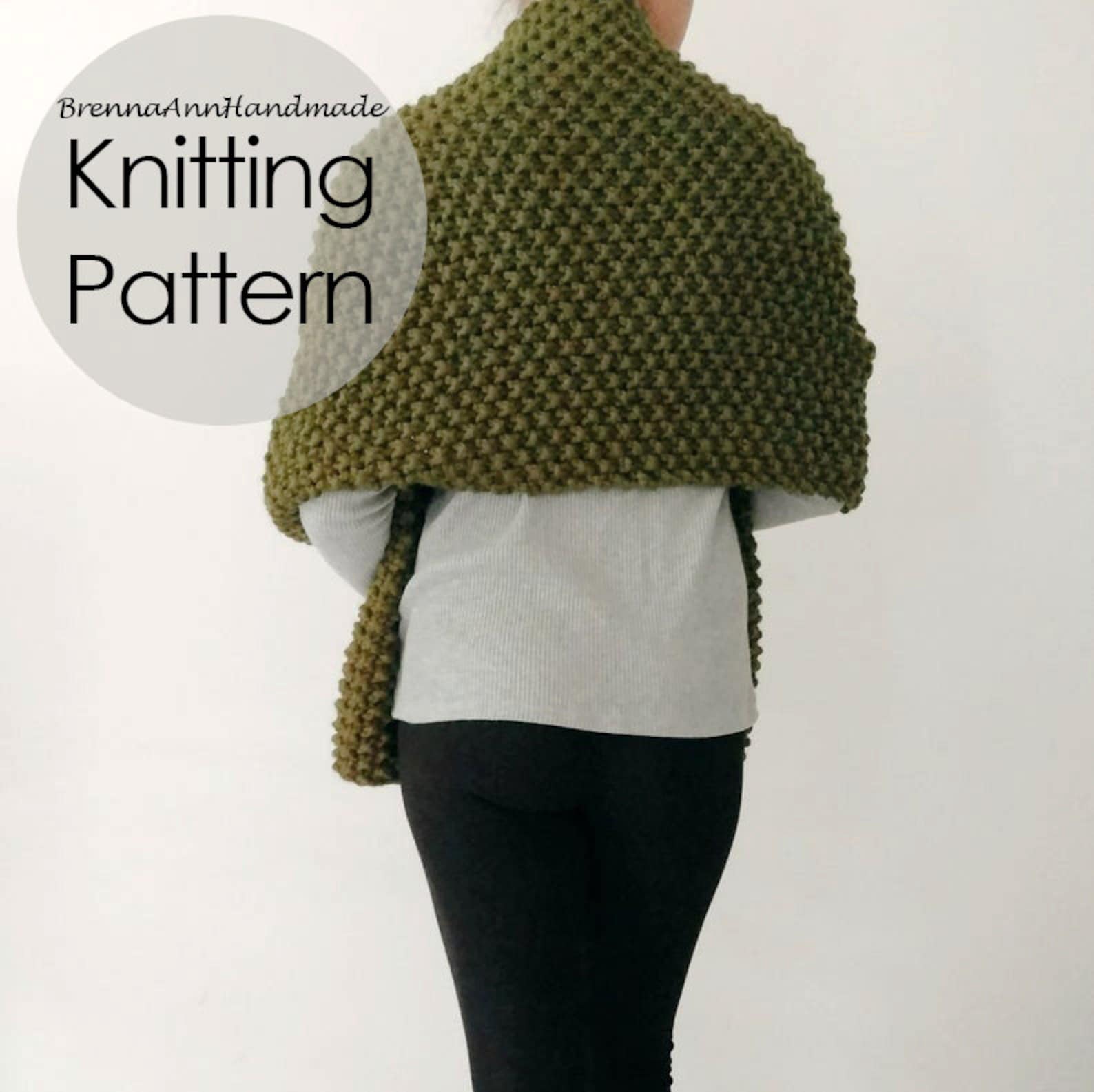 Knitting PATTERN Chunky Knit Shawl / Wrap Knitted Scarf | Etsy
