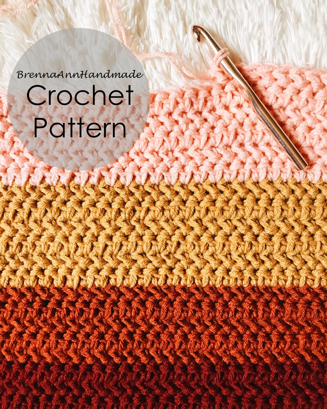 CROCHET PATTERN - the Desert Sunset Blanket Throw Instant Download PDF ...