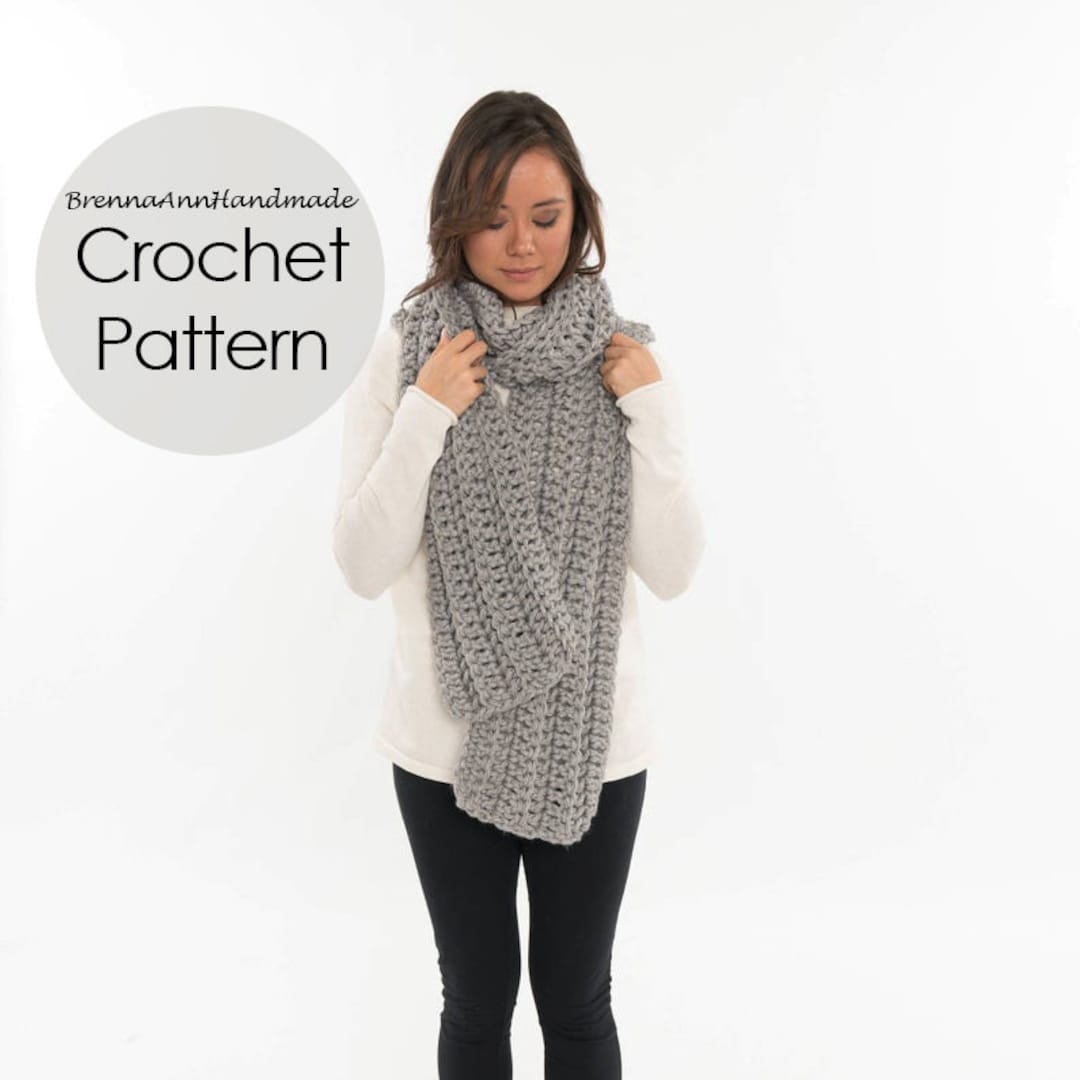 CROCHET PATTERN - the Extra Long Chunky Ribbed Scarf, Instant Download ...