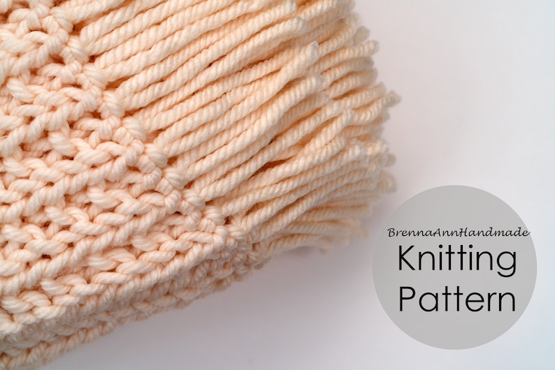 KNITTING PATTERN - the Chunky Ribbed Knit Fringe Blanket, Instant ...
