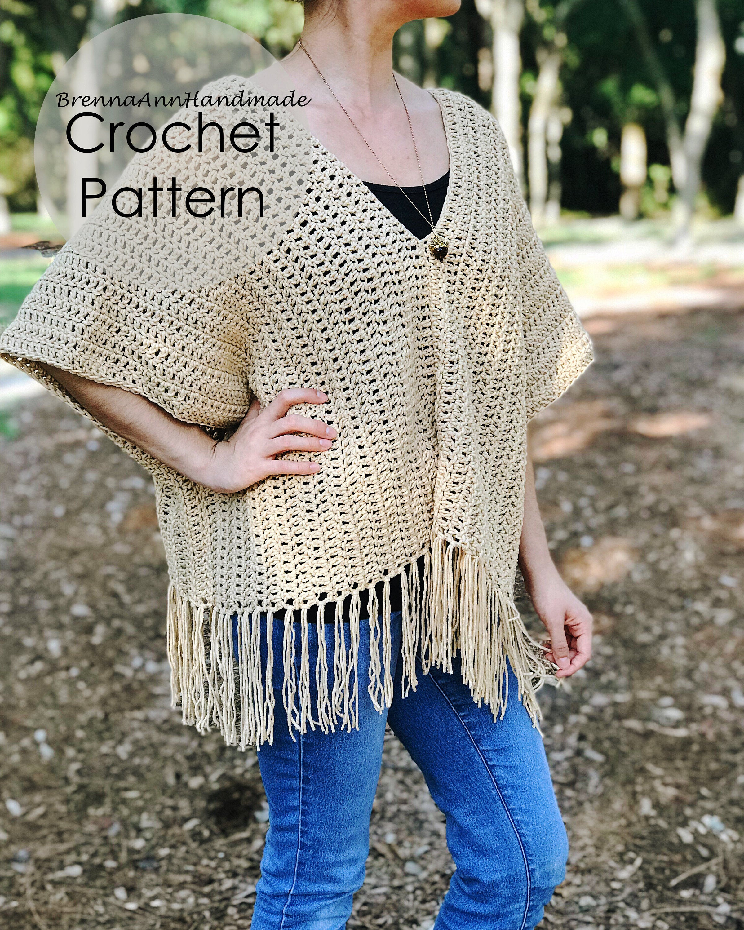 CROCHET PATTERN - the Autumn Fringe Poncho, Instant Download PDF ...