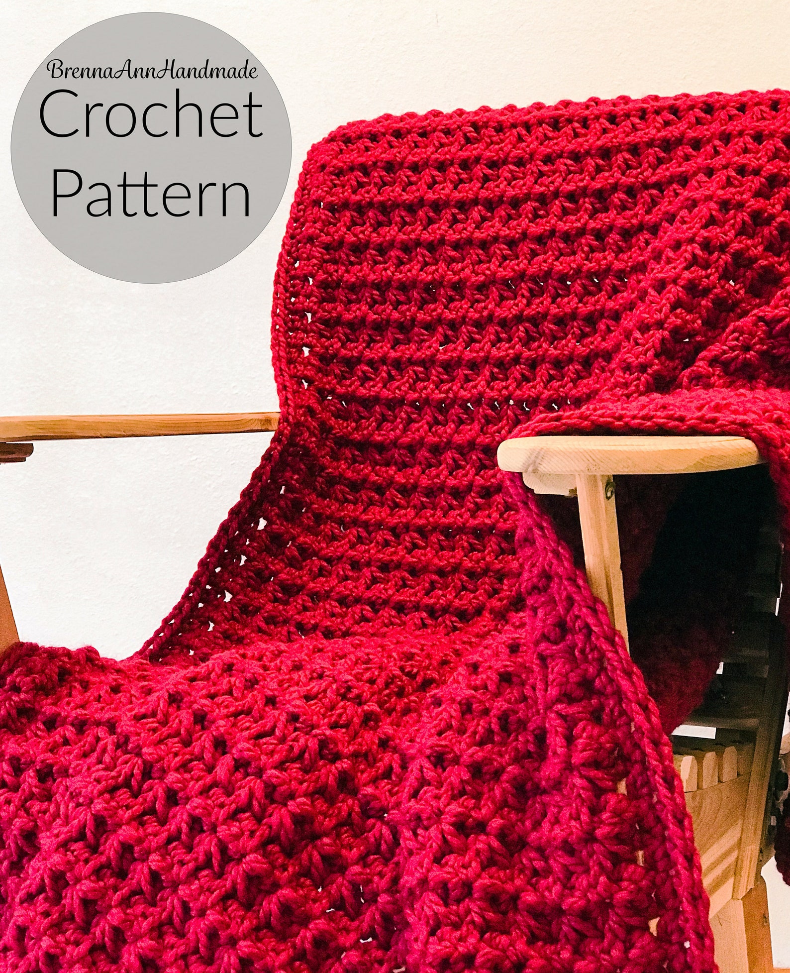 CROCHET PATTERN - the Cranberry Blanket, Instant Download PDF, Chunky ...