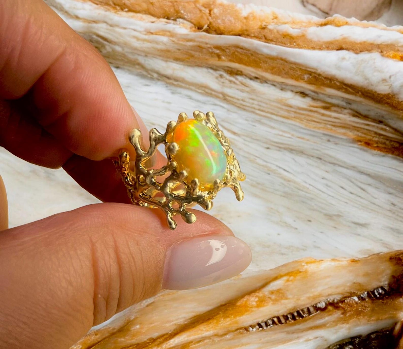 Custom Handcrafted Fire Opal Ring: Solid Gold or Solid Silver Natural ...