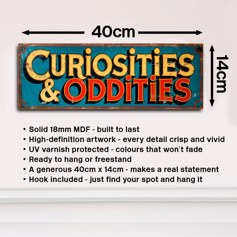 Curiosities & Oddities Sign – Vintage Style Antique Market Display Wall ...