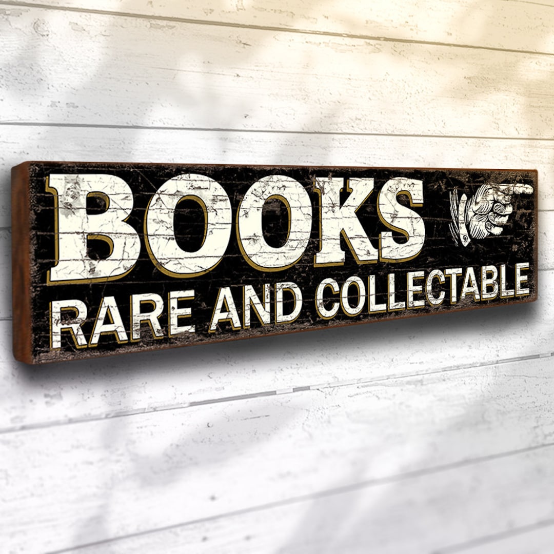 Book Shop Sign. Antique Bookshop Sign Rare Books 40cm Wooden Wall ...