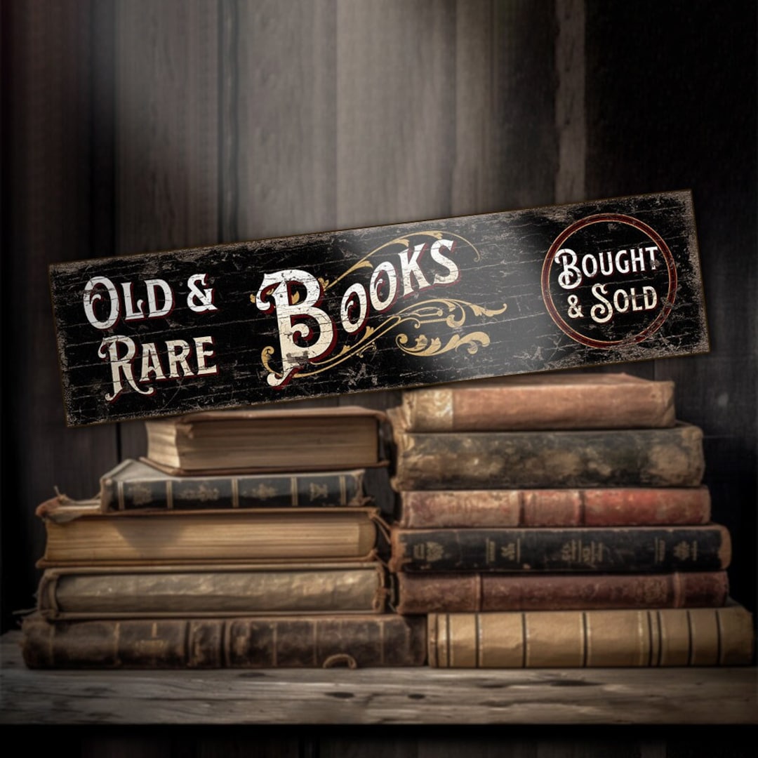 Book Shop Sign. Antique Bookshop Sign Books Bought & Sold 40cm Wooden ...