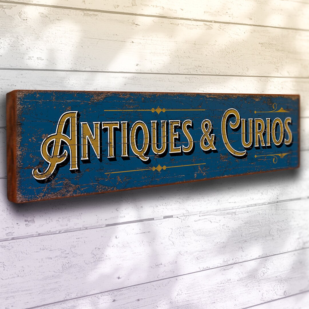 Antiques & Curios Shop Sign 40cm Wood Flea Market Sign - Etsy