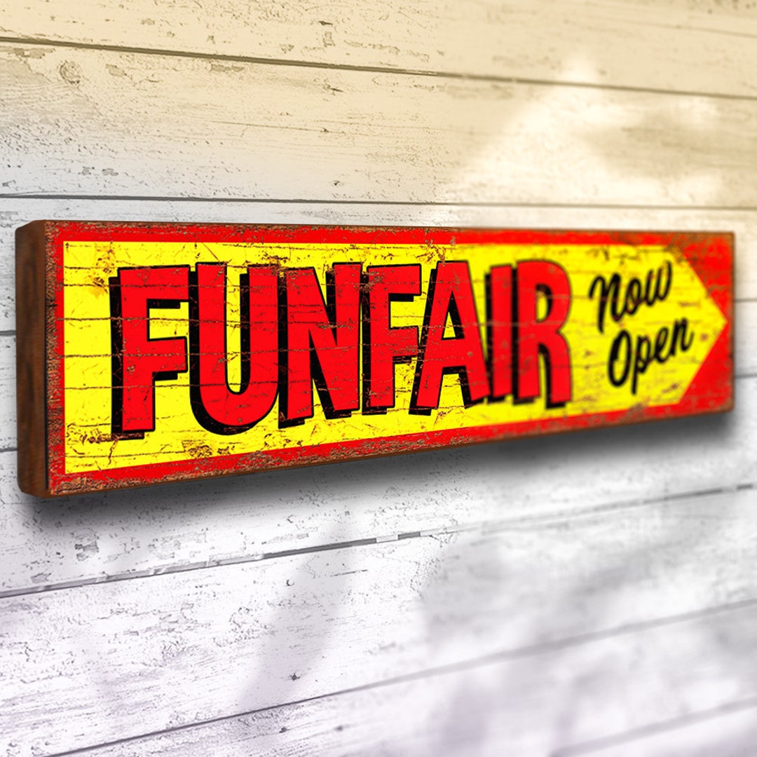 Funfair Open Sign Old Vintage Style Wooden Fun Fair Sign. - Etsy UK