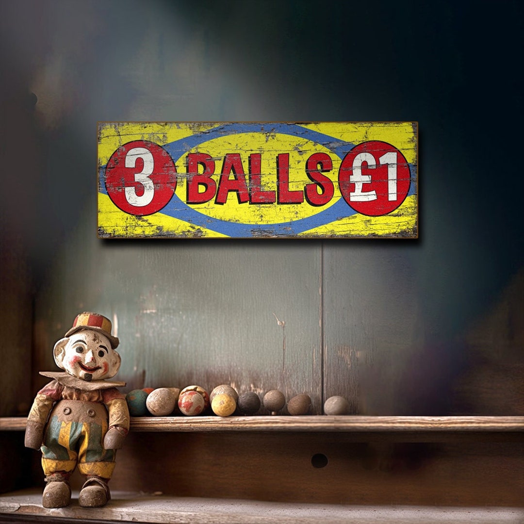 Fairground Sign Old Vintage Style Fun Fair Sign. Solid Wood Ball Game ...