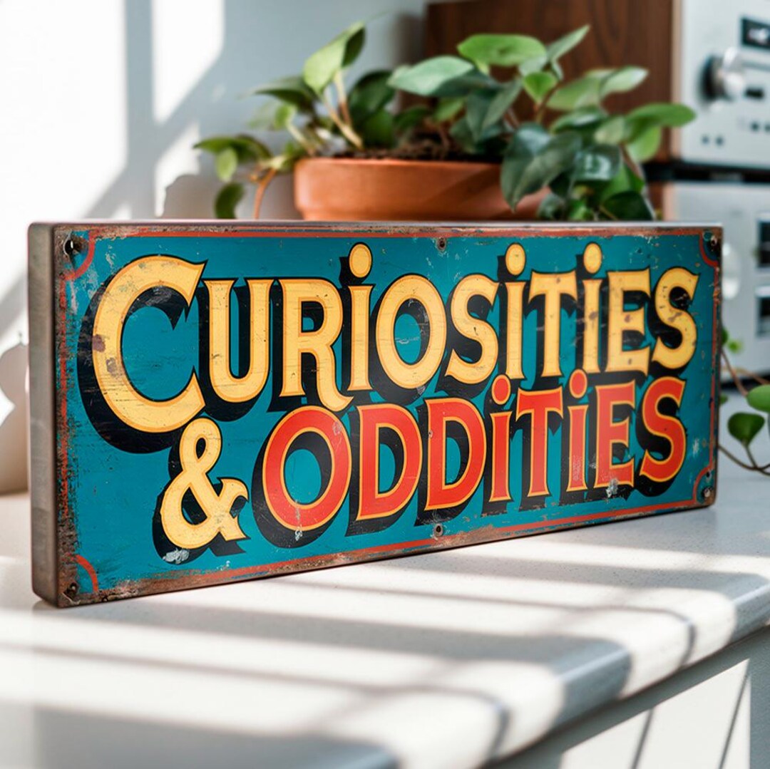 Curiosities & Oddities Sign – Vintage Style Antique Market Display Wall ...