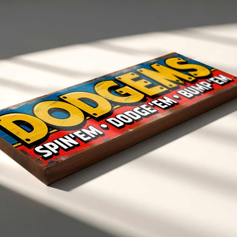 Dodgems Sign Retro Funfair Sign. Fairground Ride Sign Fun Vintage ...