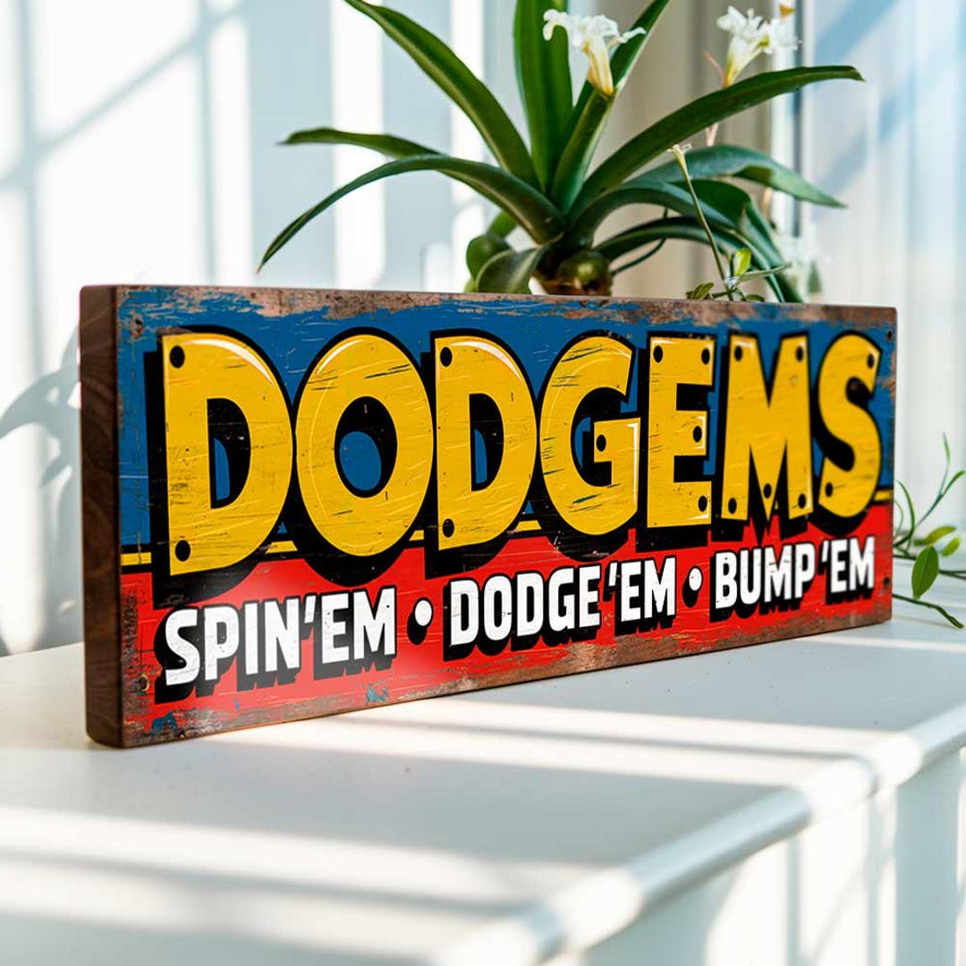 Dodgems Sign Retro Funfair Sign. Fairground Ride Sign Fun Vintage ...