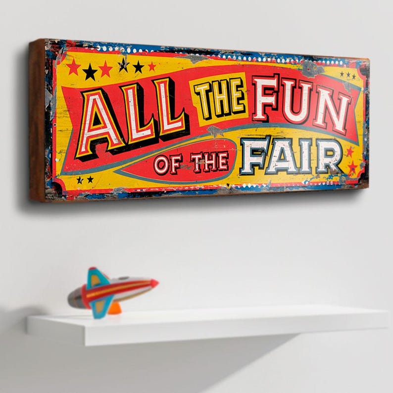All the Fun of the Fair Sign – Vintage Funfair Wall Sign – Retro ...